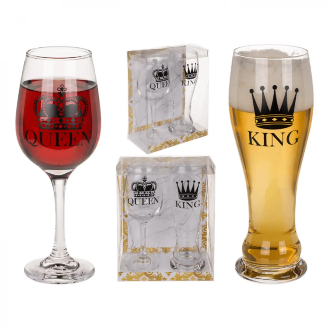 2-osaline joogiklaaside komplekt, king ja queen