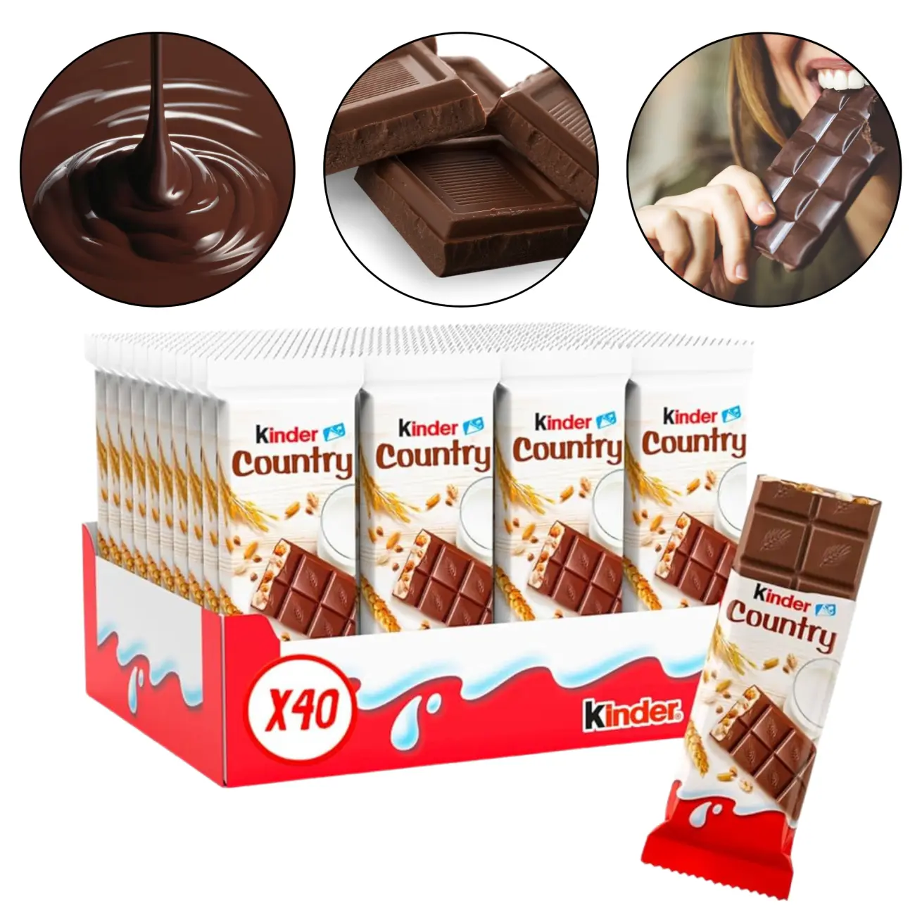 Šokolaadibatoonid Kinder Country, 40 tk kastis