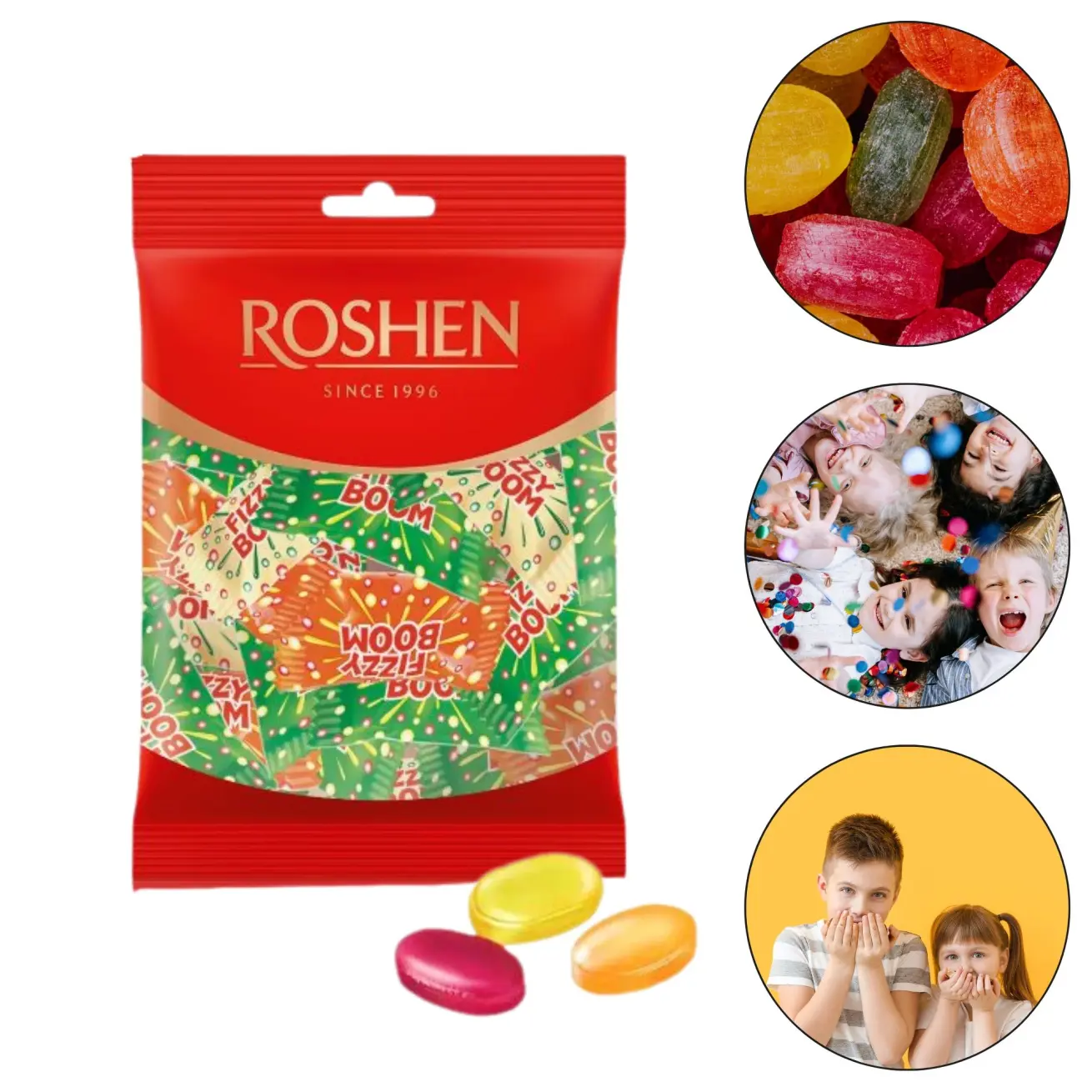 Fizzy Boom karamell, 102 g, Roshen