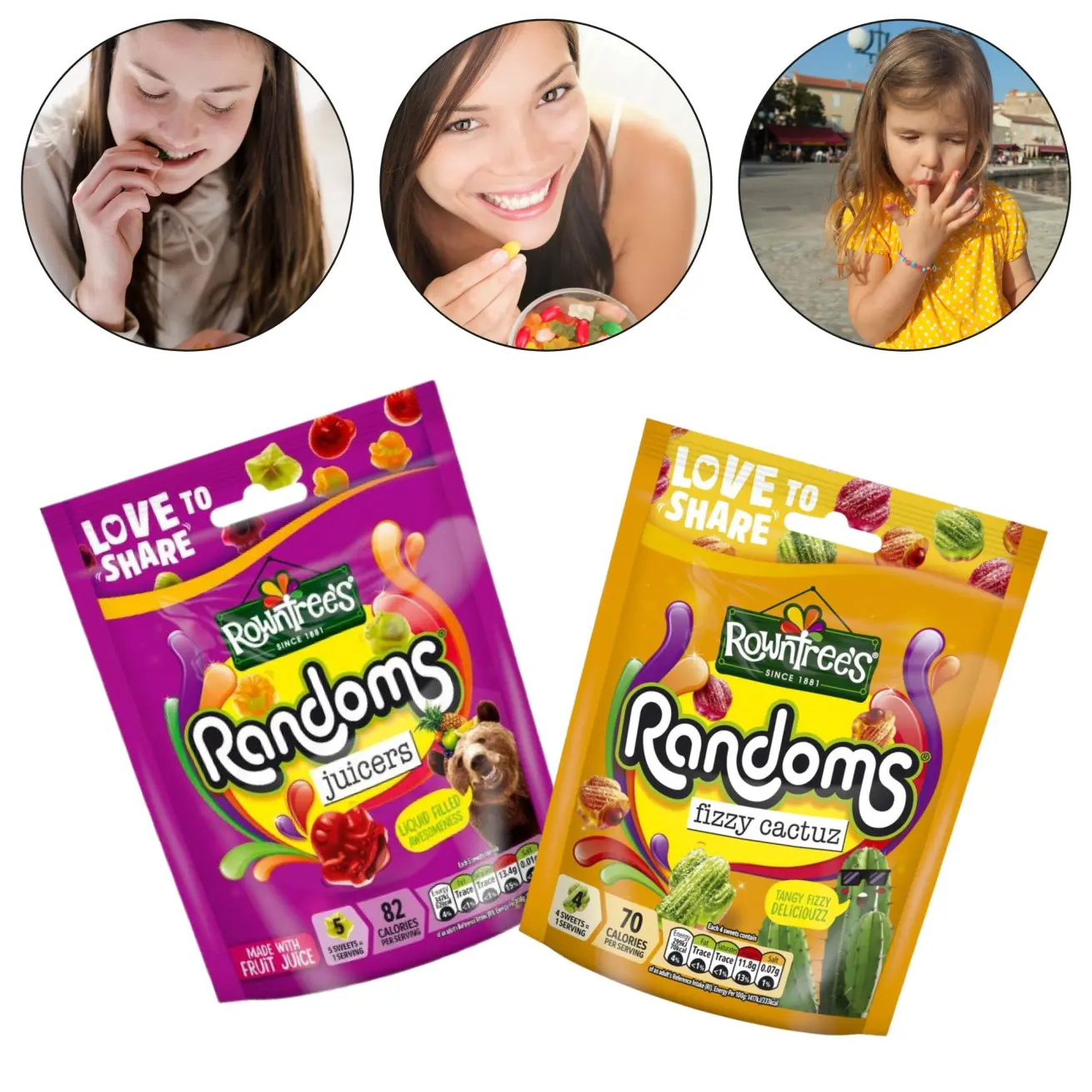 Kummikommid Randoms, 130 g, Rowntrees