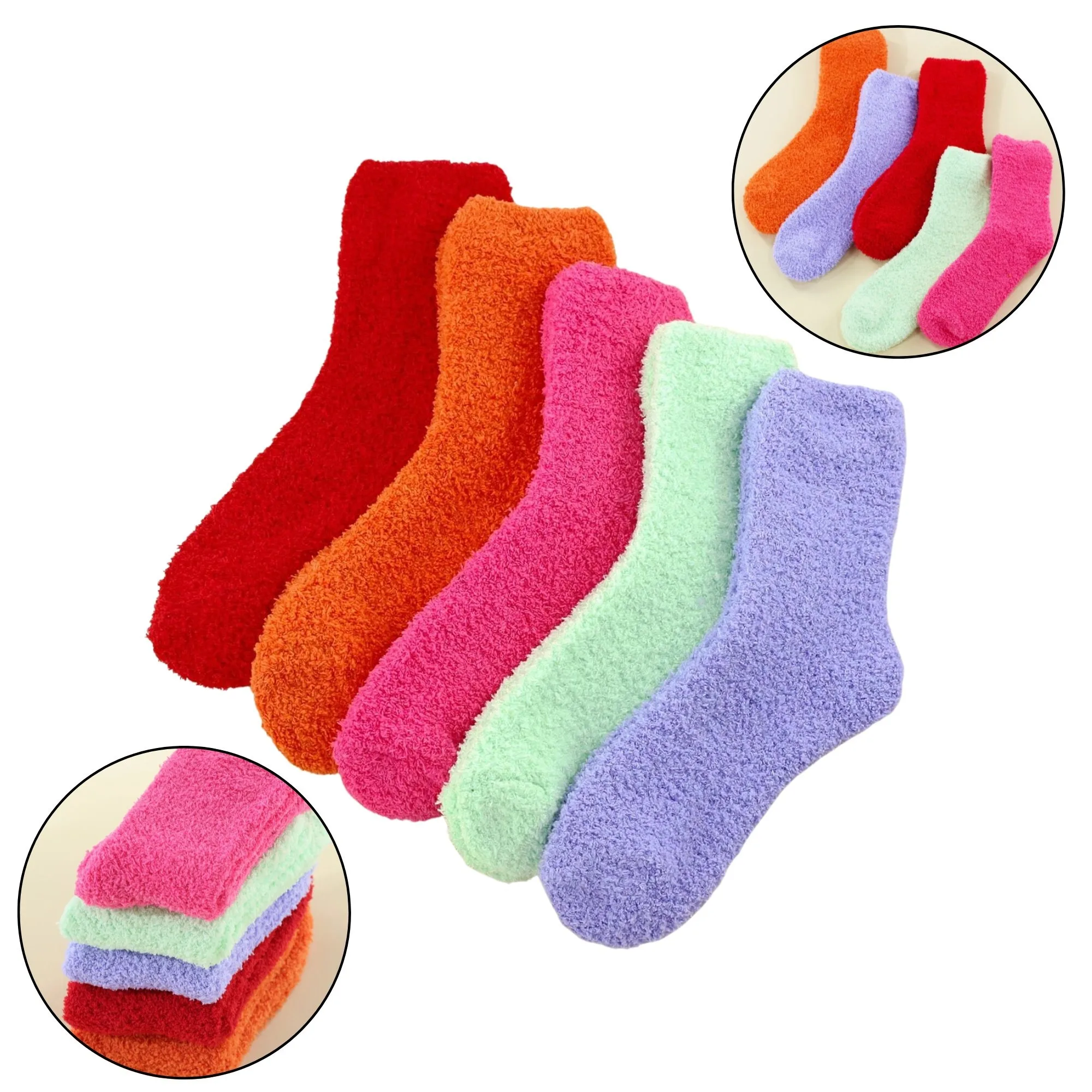 Sokid naistele, karvased, 5 paari erinevaid komplektis - Ostupesa