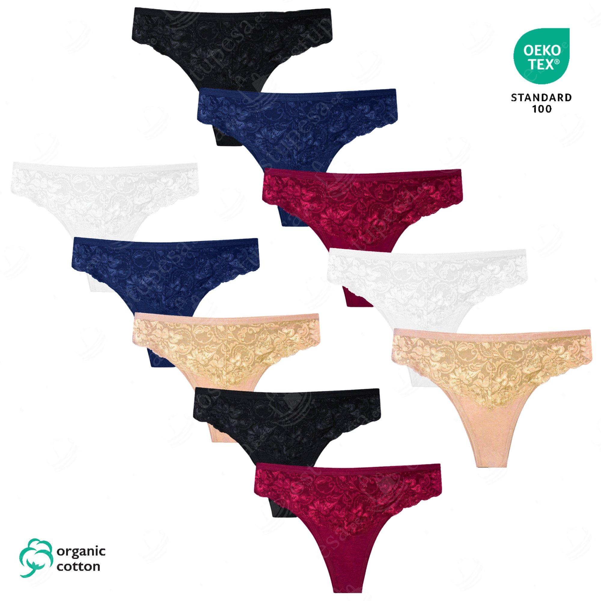 Stringid naistele pitsmustriga, 10 paari komplektis - Ostupesa